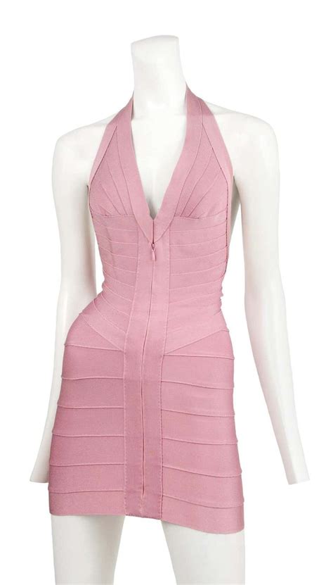 Herve Leger Pink Bandage Halter Dress Herve Leger 2000s Celebrity Fashion Fancy Outfits