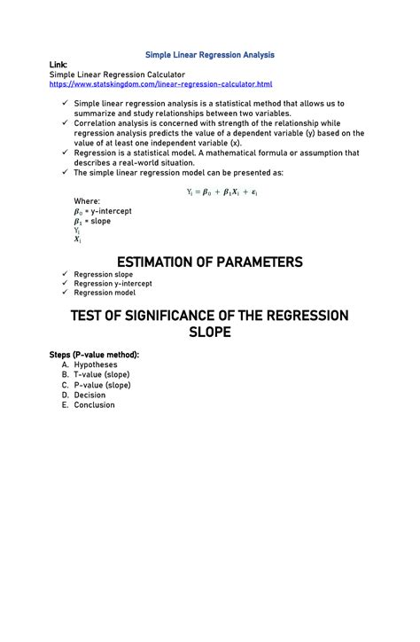 Simple Linear Regression And Many Things Statics Of Rigid Bodies