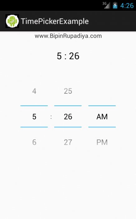 Mr Bipin S Rupadiya Android Timepicker Example With