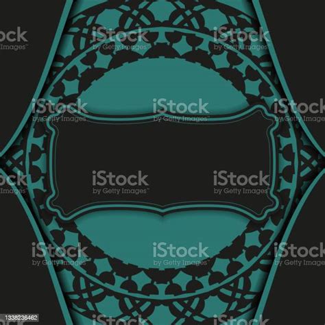 파란색 그리스 장식과 검은 색의 인쇄 디자인 엽서를위한 고급스러운 벡터 템플릿 텍스트 및 추상 적 패턴에 대한 장소와 초대 준비