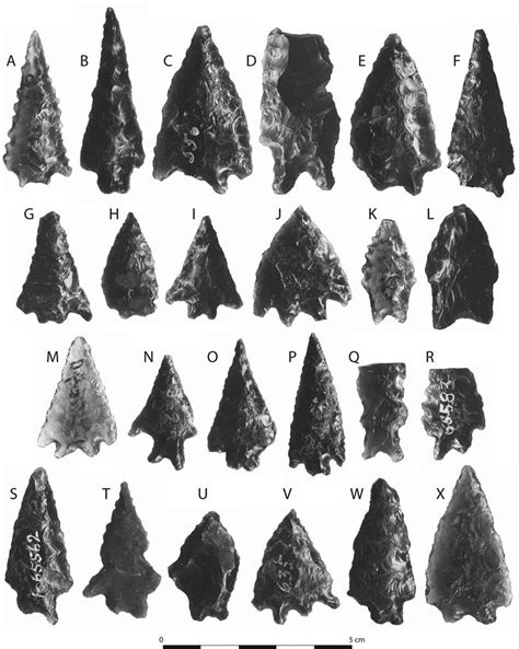 Obsidian Gatecliff Split Stem Projectile Points From Sites And
