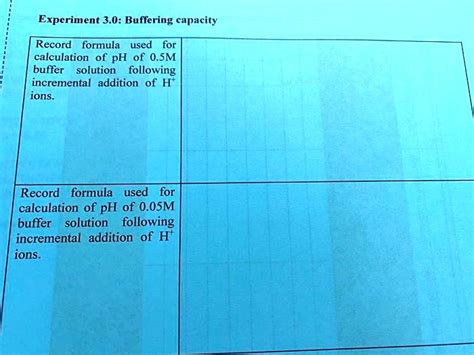 Experiment 30 Buffering Capacity Record Formula Used For Calculation Of