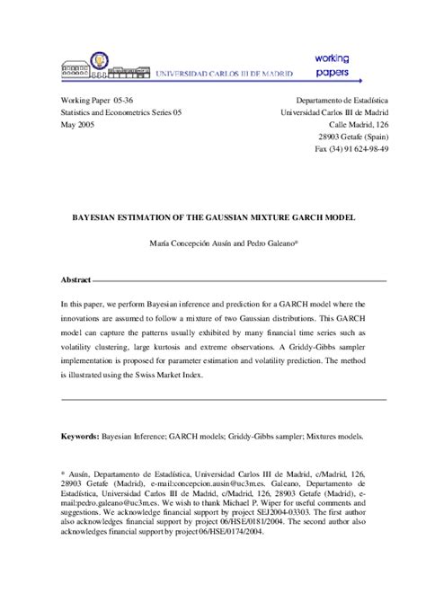 Pdf Bayesian Estimation Of The Gaussian Mixture Garch Model