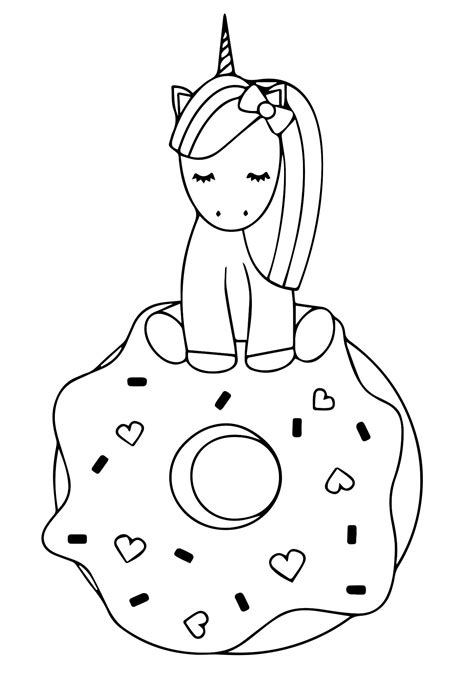 Единорог и пончик — раскраска для детей Распечатать бесплатно