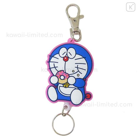 Japan Doraemon Reel Keychain Yummy Donut Kawaii Limited