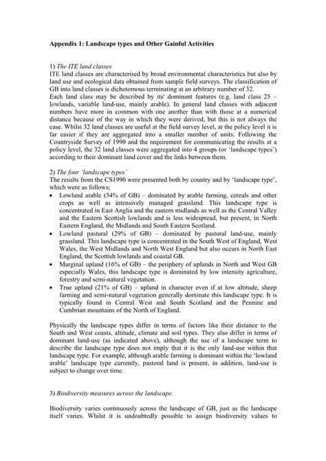 Appendix 1 Landscape Types And Other Gainful Activities Docslib