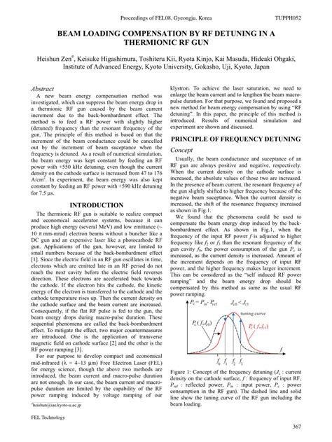 Pdf Beam Loading Compensation By Rf Detuning In A Thermionic Rf Gun