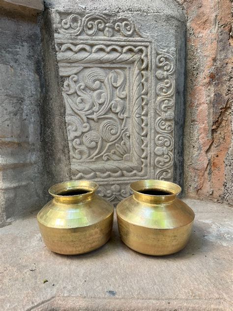 Vintage Brass Pot 2 Pcs Set Unique Antique Collection