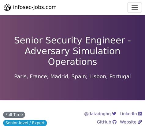 Hiring Senior Security Engineer Adversary Simulation Operations In
