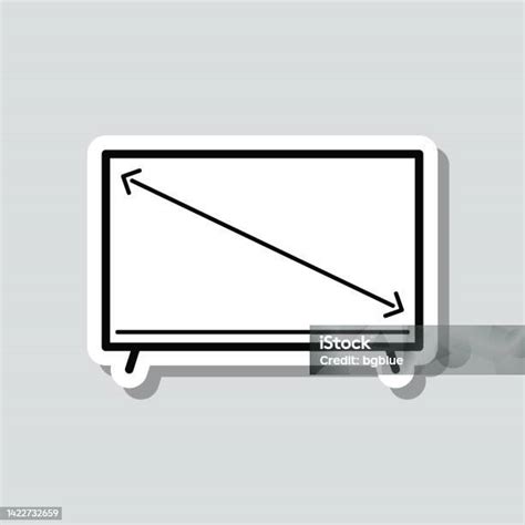 ขนาดหน้าจอทีวี สติกเกอร์ไอคอนบนพื้นหลังสีเทา ภาพประกอบสต็อก ดาวน์โหลดรูปภาพตอนนี้ กระดาษ