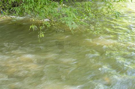 背景是一条由树木环绕的湍急的山河概念 夏季登山和旅行以及照顾健康