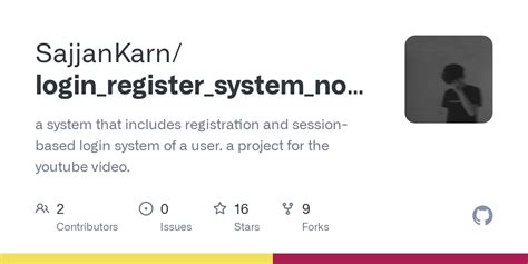 Github Sajjankarnloginregistersystemnode A System That Includes