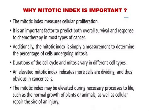 Mitotic Index Calculation And Importance Pptx Biological Sciences Science