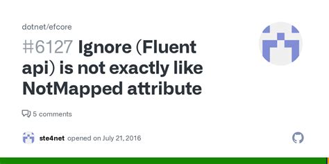 Ignore Fluent Api Is Not Exactly Like Notmapped Attribute · Issue 6127 · Dotnetefcore · Github