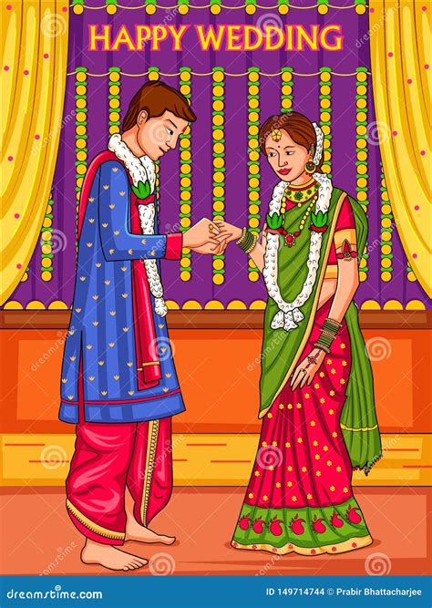 Indian Couple In Wedding Engagement Ceremony Of India Stock Vector