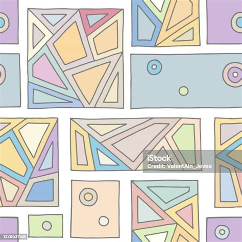 원활한 벡터 패턴 직사각형 사각형 삼각형 점으로 기하학적 손으로 그린 배경입니다 벽지 포장 포장 직물 인쇄 라인 드로잉 그래픽