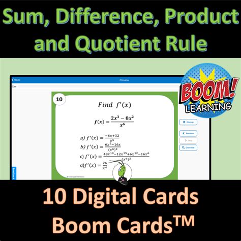 Sum Difference Product And Quotient Rule Task Cards Calculus Boom
