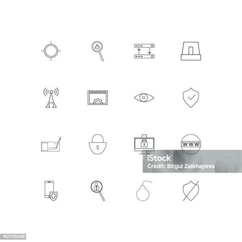 인터넷 보안 간단한 선형 아이콘 설정합니다 개요 벡터 아이콘 긴급 사이렌에 대한 스톡 벡터 아트 및 기타 이미지 긴급 사이렌 디자인 맹꽁이자물쇠 Istock