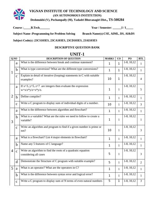 Pps1 1cseaimlaianddsds2024 25 1 2 Pdf Time Complexity
