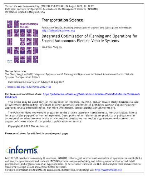 Pdf Integrated Optimization Of Planning And Operations For Shared