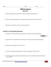 PBS Evolution Why Sex Sydney Higgins Name Class Date PBS Evolution Why Sex What Is