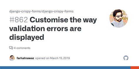 Customise The Way Validation Errors Are Displayed Issue 862 Django