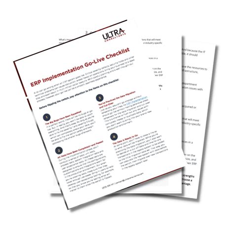 Erp Implementation Go Live Checklist Ultra Consultants