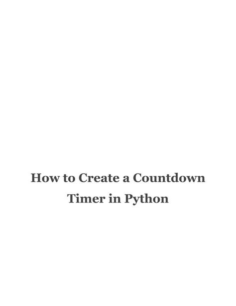 How To Create A Countdown Timer In Pythonpdf