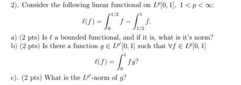 solved 1 2 consider the following linear functional on lp