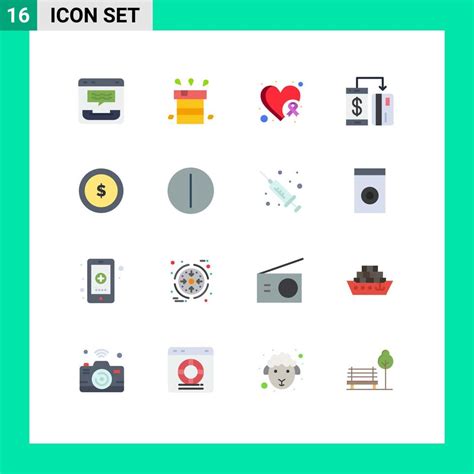 Set Of 16 Vector Flat Colors On Grid For Payment Digital Resistant Cashless Heart Editable Pack
