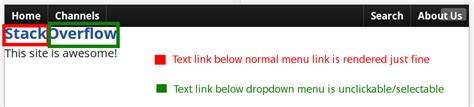 Html Text Below Collapsible Dropdown Menu Is Unselectable And Links