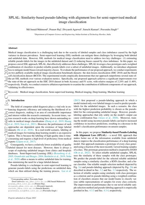 Pdf Splal Similarity Based Pseudo Labeling With Alignment Loss For