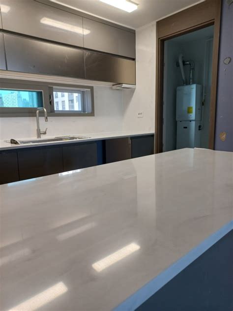 오로라블랑 싱크대 상판 미드웨이도 함께 교체 시공 네이버 블로그