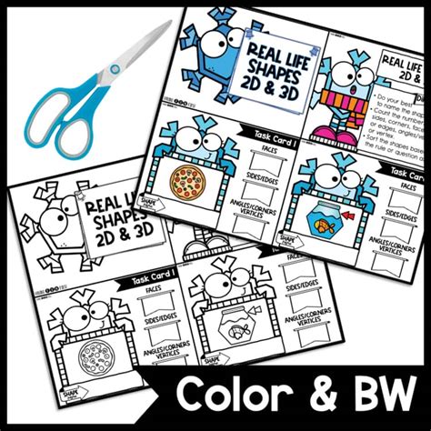 2d 3d Shapes In Real World Geometry Task Cards Faces Sides Edges Vertices