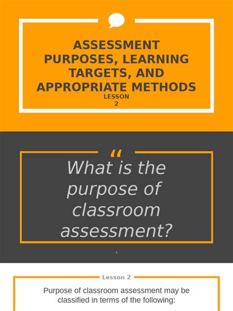 2 Assessment Purposes Learning Targets And Appropriate Methods Pdf