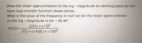 Solved Draw The Linear Approximation To The Log Magnitude Chegg Com