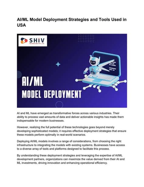 Ai Ml Model Deployment Strategies And Tools Utilized In The Usapdf