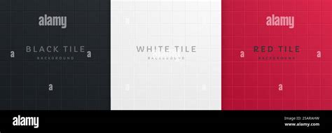 Set Of Abstract 3dblack White And Red Color Square Tile Pattern Design Collection Of Geometric