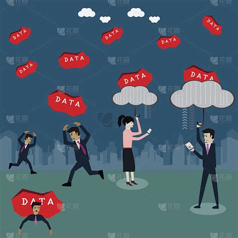 把大数据放在云计算中——矢量、图解。