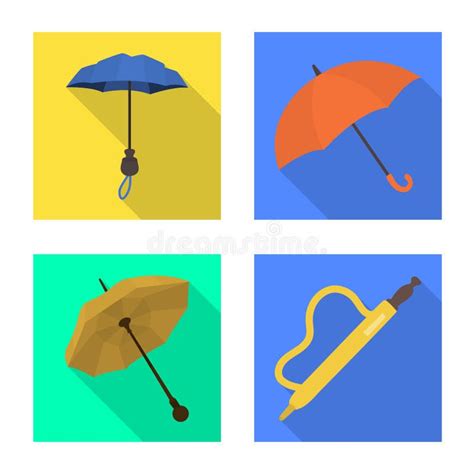 Isolated Object Of Protection And Closed Icon Collection Of Protection And Rainy Stock Symbol