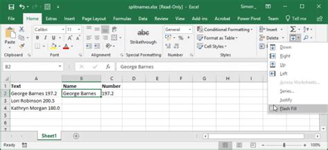 separating text and numbers in excel