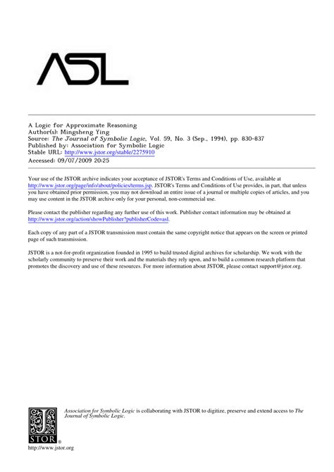 Pdf A Logic For Approximate Reasoning