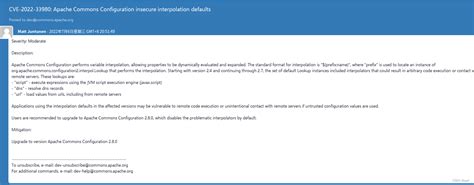 Apache Commons Configuration远程代码执行漏洞（cve 2022 33980）分析and复现 Csdn博客