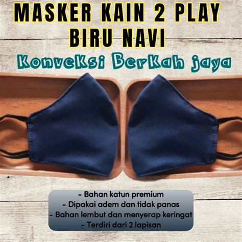 Jual Masker Kain Polos Biru Nevi Masker Kain Play Isi Shopee Indonesia