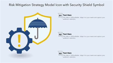 Risk Mitigation Strategy Model Icon With Security Shield Symbol Ppt