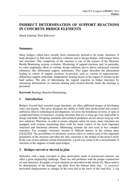 Pdf Indirect Determination Of Support Reactions In Concrete Bridge Elements