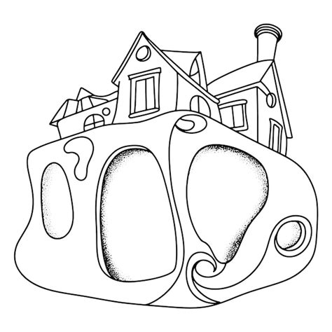 아이들을 위한 동화집 색칠하기 아이들을 위한 판타지 집 색칠하기 프리미엄 벡터