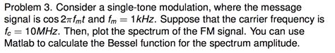 Solved Problem 3 Consider A Single Tone Modulation Where