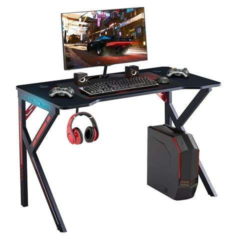 Buy TUKAILAi Gaming Desk With RGB LED Lights Black K Shaped Office