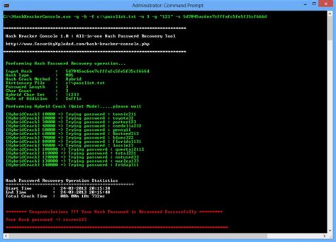 Hash Kracker Console Tool To Find Out The Password From The Hash